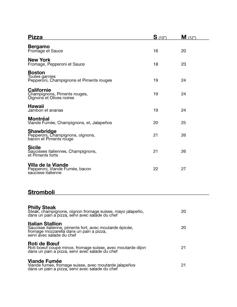 Menu – Centrale 117
