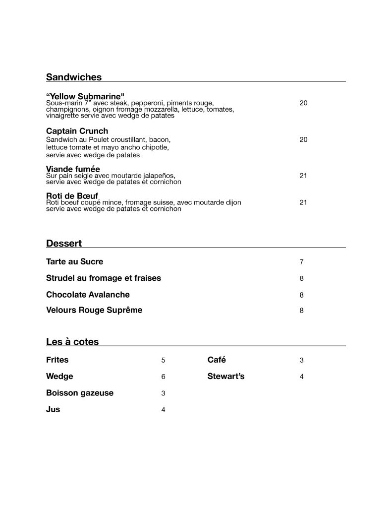 Menu – Centrale 117