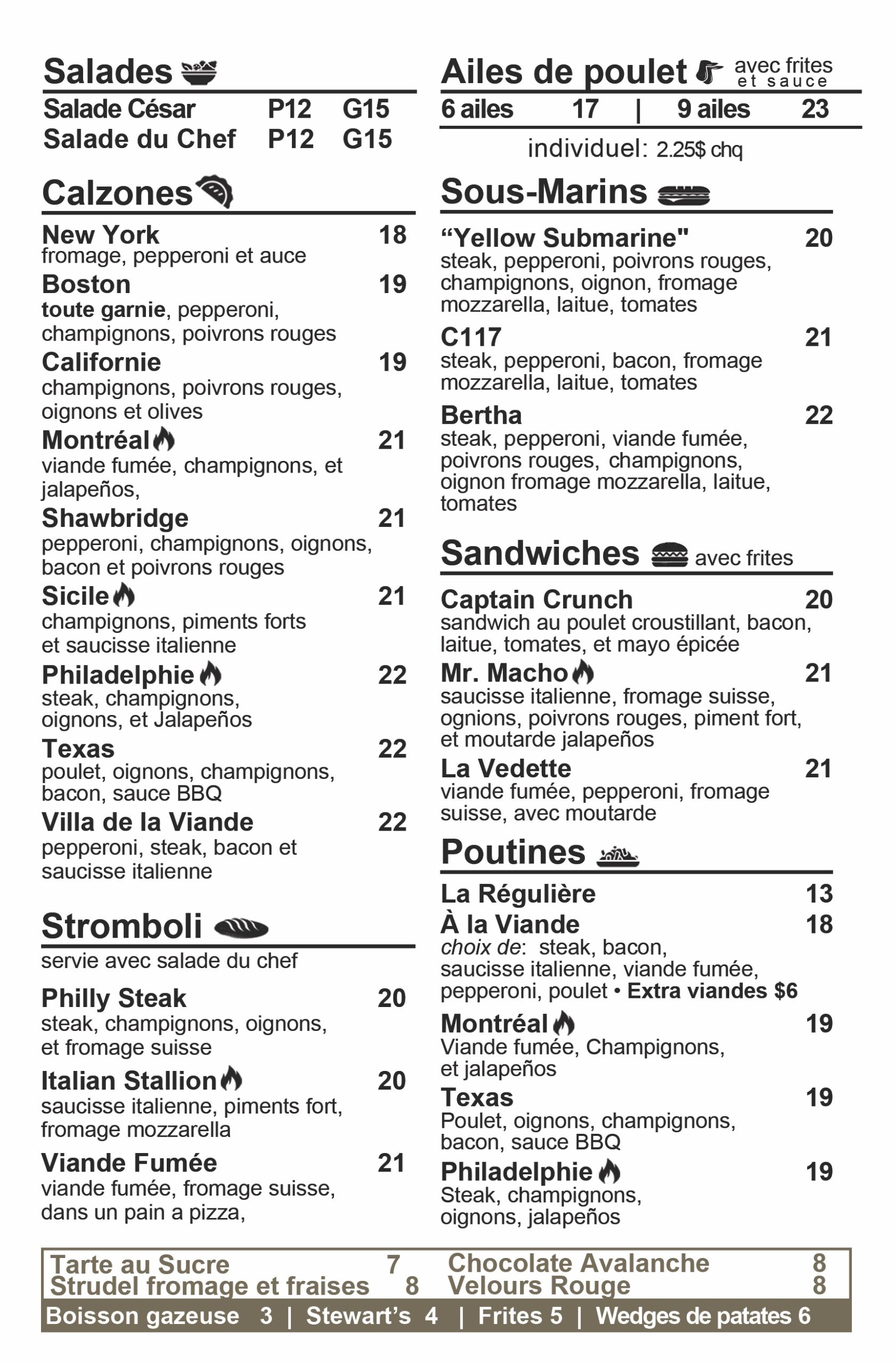 Menu Livraison – Centrale 117